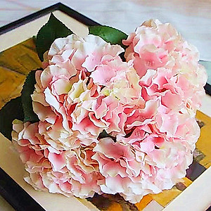 Jasion Artificial Flowers Fake Hydrangeas Flowers 5 Heads Silk Bouquet for Office Home Party Wedding Bridal Decoration
