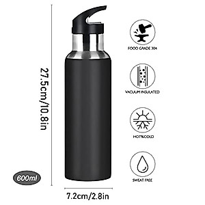 Oarencol Colorful Mushrooms Water Bottle Rainbow Star Stainless Steel Vacuum Insulated with Straw Lid 20 Oz