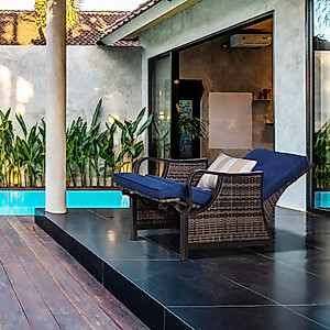 Outsunny Outdoor Recliner Chair with Cushion, Rust-Resistant Aluminum Frames PE Wicker Patio Lounge Chaise Chair with Adjustable Reclining Backrest and Footrest, Pillow, Red