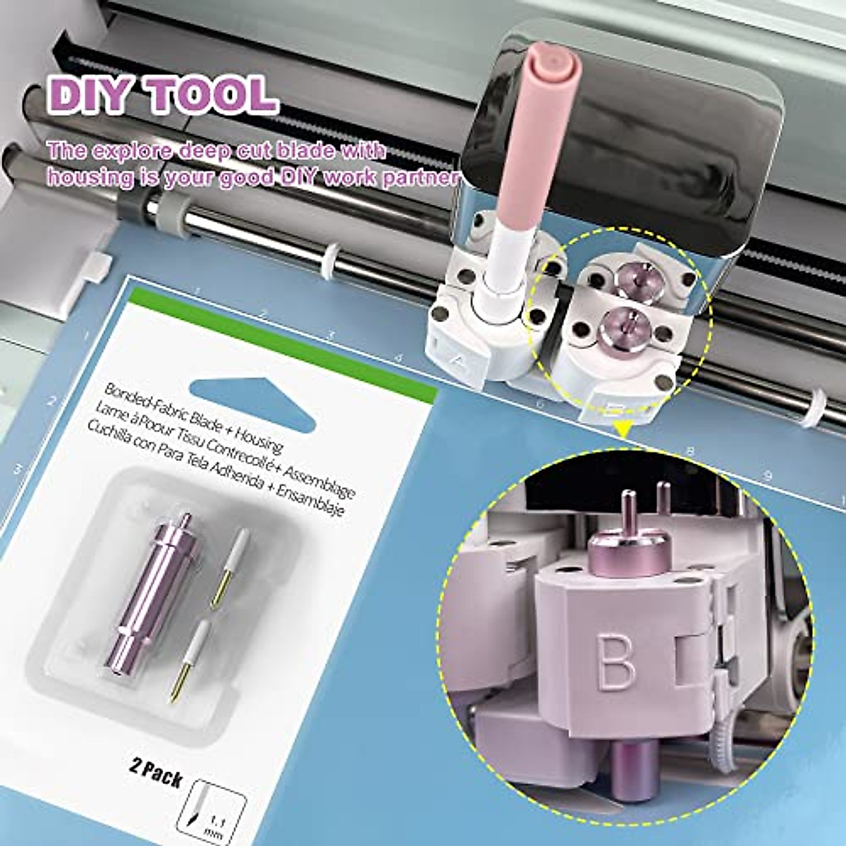 Explore Bonded-Fabric Cut Housing + Replacement Cutting Blade Compatible with Explore Air2/ Air3/ Maker/Maker 3 Cutting Machines, Original Version(2 Blades Included)