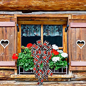 Buffalo Plaid Ribbon,Tartan Plaid Ribbon for Gift Wrapping, Farmhouse Curling Ribbon Wired, 2.5" 10 Yards Buffalo Check Ribbon, Gift Ribbon for Bows Bridal Wedding Anniversary Ceremony Decorations