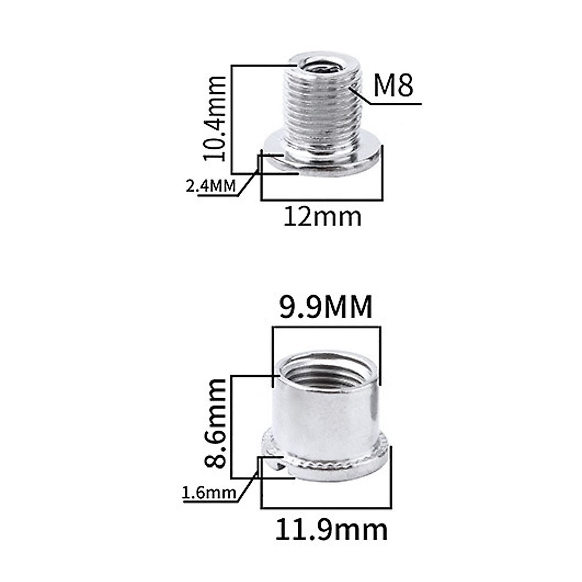 5 Sets Steel Chainring Bolts M8 Crankset Bicycle Chainwheel Female/Male Bolts Nuts Set for Road Bikes, Mountain Bike, BMX, MTB Disc Screws (Silver Type B for Double chainrings)