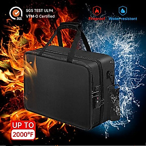 File Organizer Bag with 13 Pocket Accordion File Folder,ENGPOW Fireproof Document Organizer Bag with Lock,Multi-Layer Portable Document Storage Expanding Zip File Folder Filing Safe Box with Labels