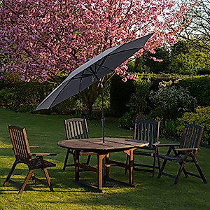 FLAME&SHADE 11 ft Outdoor Market Patio Table Umbrella with Fiberglass Rib Tips and Tilt, Anthracite