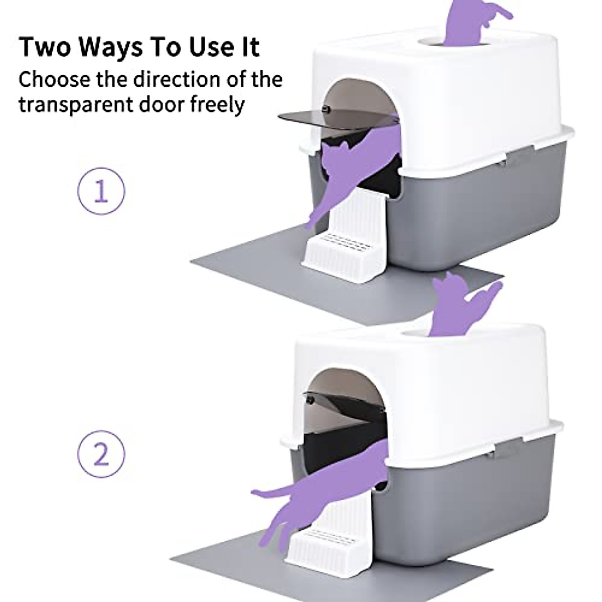 RIZZARI Cat Litter Box with Lid, Increased Entrance Height, Top Entry Enclosed Litter Box with Door, Easy to Install, Suitable for Cats up to 7.5 lbs (Gray,Small)