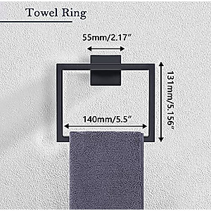 5-Pieces Matte Black Bathroom Hardware Accessories Set, SUS304 Stainless Steel Bath Towel Bar Set, Towel Racks for Bathroom Wall Mounted.