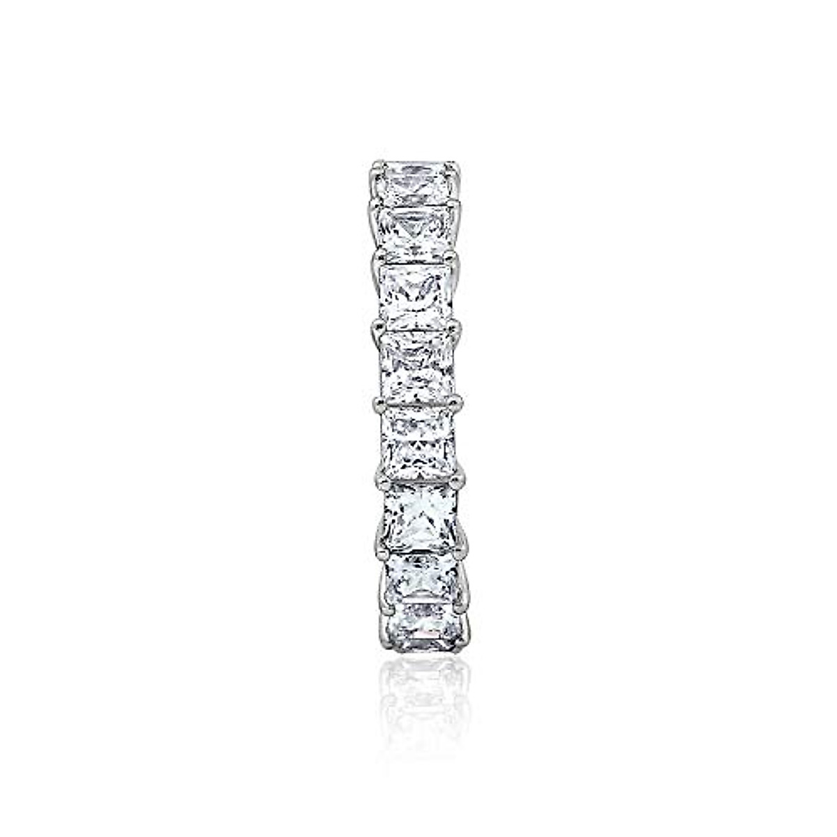 Amazon Essentials Platinum Plated Sterling Silver Ring set with Princess Cut Infinite Elements Cubic Zirconia (7.5 cttw), Size 9, (previously Amazon Collection)