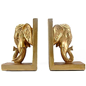 Bellaa 21817 Bookends Elephant Head Bookshelf Decor 7 inch