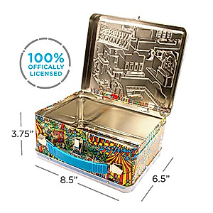 AQUARIUS Where's Waldo Fun Box - Sturdy Tin Storage Box with Plastic Handle & Embossed Front Cover - Officially Licensed Waldo Merchandise & Collectible Gift (48276)