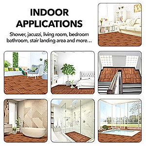 flybold Acacia Wood Outdoor Flooring Interlocking Deck Tiles (Pack of 10, 12" x 12") Patio Flooring Waterproof UV Protected All Weather Tile for Composite Decking Dance Floor for Outdoor Party Balcony