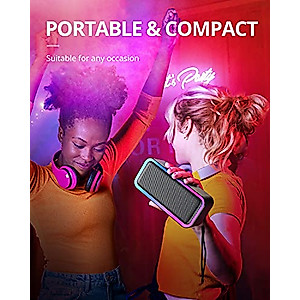 Kunodi Bluetooth Speaker, Bluetooth 5.0 Wireless Portable Speaker with 10W Stereo Sound, Party Speakers with Ambient RGB Light,18-Hour Playtime,IPX5 Waterproof Speakers for Outdoors, Travel（Black