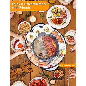 Soupify 2 in 1 Hot Pot with Grill, Electric Korean BBQ Grill, Independent Dual Temperature Control & Non-stick Pan, Multi-function Smokeless Barbecue Grill for Family and Friends Gathering