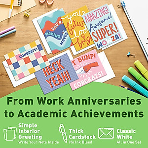 S&O Fun Congratulations Cards with Envelopes - Colorful Congrats Card Pack of 24 - Encouragement Cards with Envelopes - Appreciation Cards for Coworkers - Boxed Compliment Cards - Recognition Cards