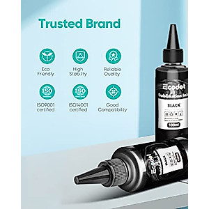 ecodot Black Sublimation Ink Refill for WF7710 ET-2720 ET4700 ET15000 ET-2803 ET2760 ET2750 ET-2800 WF7820 Inkjet Printers Heat Press Transfer on Plates, Mugs, Shirts, Phone Cases etc (4 Black 400ml)