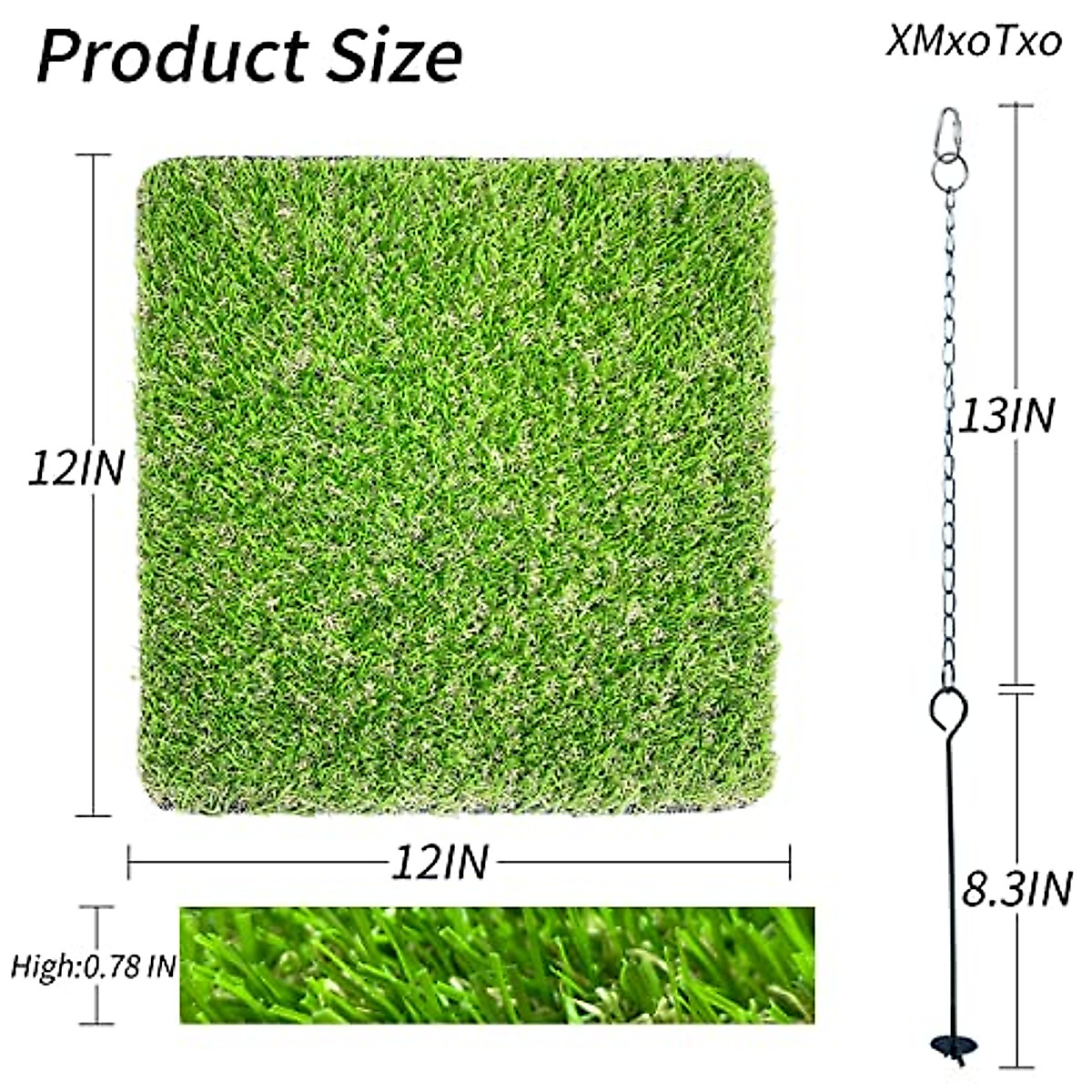 6+1 Pack Chicken Nesting Box Pads with Vegetable Skewer String Feeder, Washable Nesting Pads for Chicken Coop, Artificial Grass Rug Carpet Synthetic Turf Mat - 12"x12"x0.78"