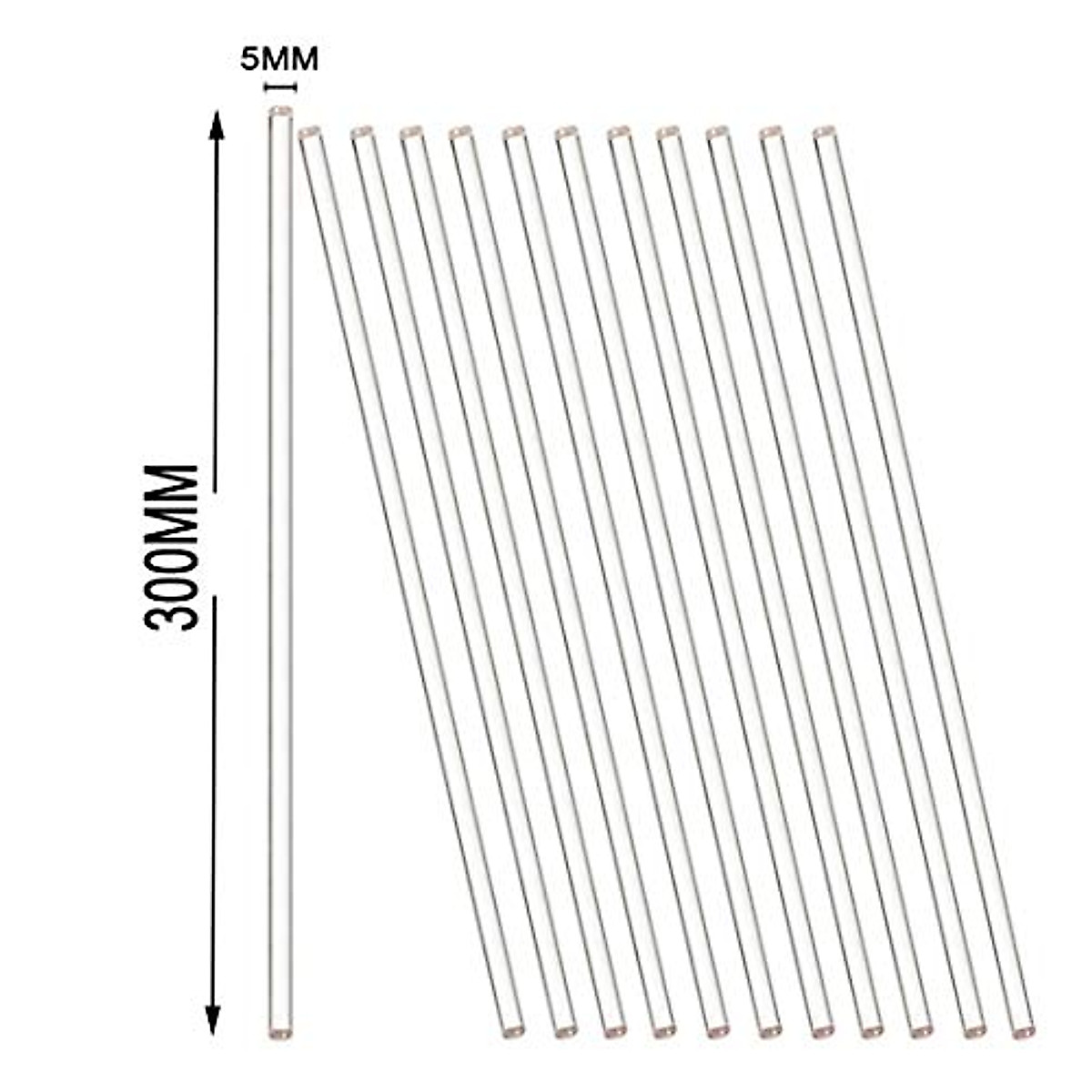 12 Pack Glass Stir Sticks 5mm Lab Stirring Rod 12 inch Length with Both Ends Round for Science, Lab, Kitchen, Science Education