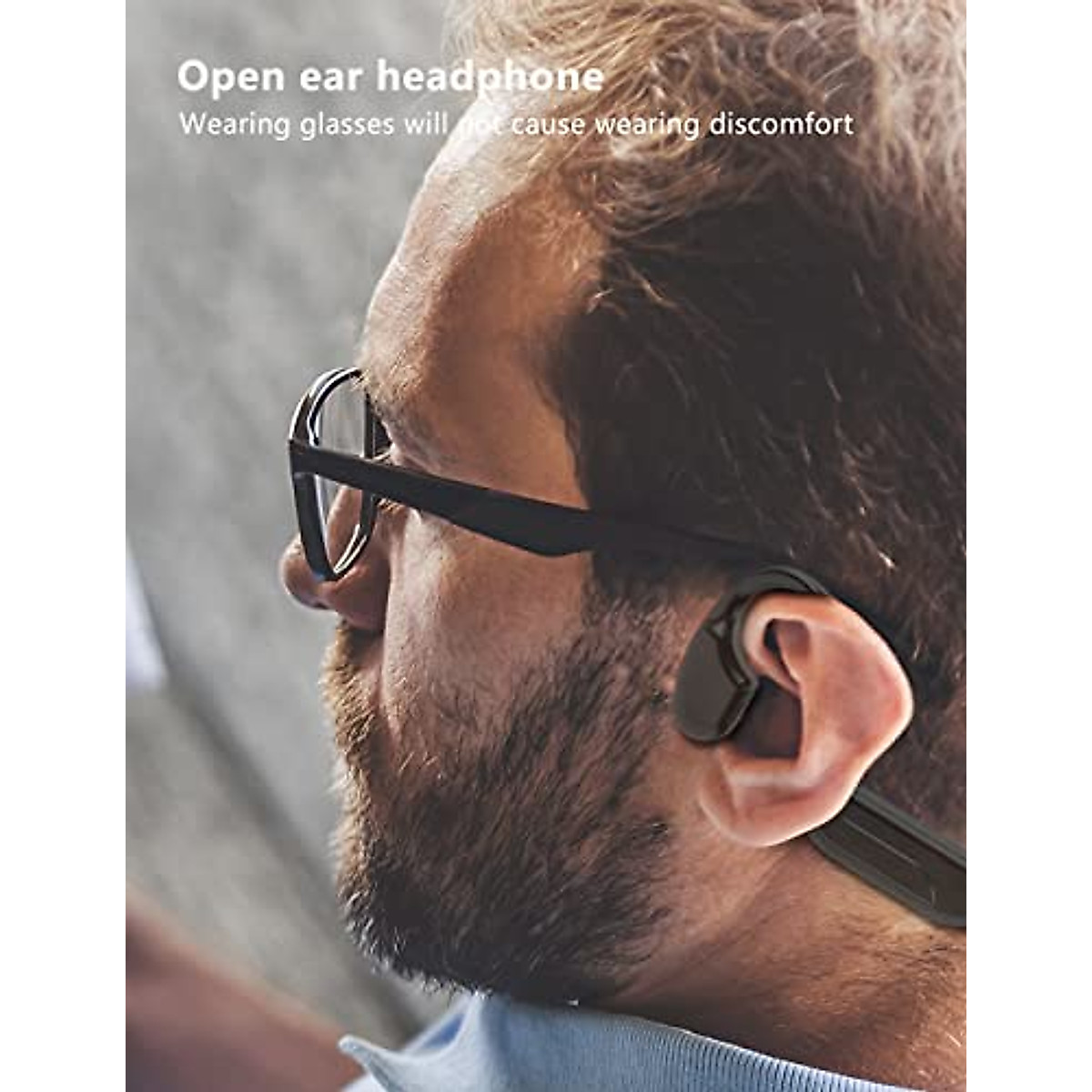 MOSAJIE Open Ear Headphones, Air Conduction Headphones Lightweight Bluetooth Wireless Sports Headset, with Built-in Mic, Up to 8 Hours Playtime, Waterproof Headset for Running Workouts Cycling