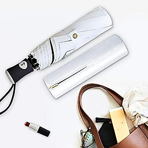 DBA FDJASGY UV Sun Umbrella Compact Folding Travel Umbrella Auto Open Close Compact Folding Rain Umbrellas for Women Men Blocking UV 99.98% White