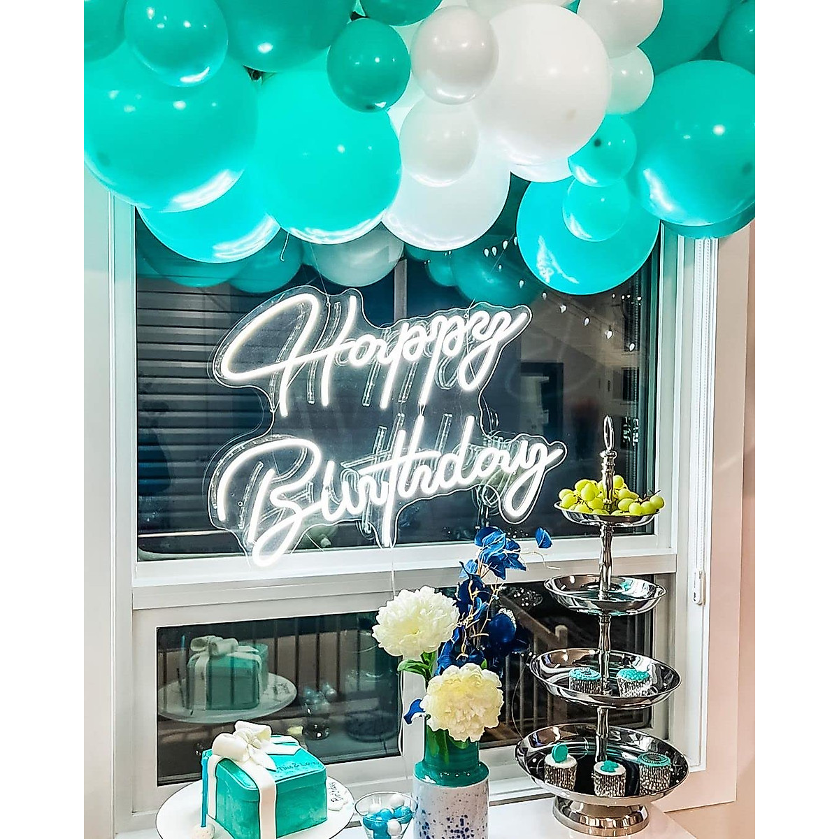 Teal Blue Silver White Balloons, 50Pcs Teal and Silver Balloons Turquoise Blue White Silver Confetti Latex Balloons for Wedding Bridal Baby Shower Birthday Graduation Party Decorations