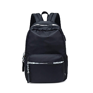 Acmebon Girl College Backpack Classic Solid Color Backpack Simple Casual Bag Black