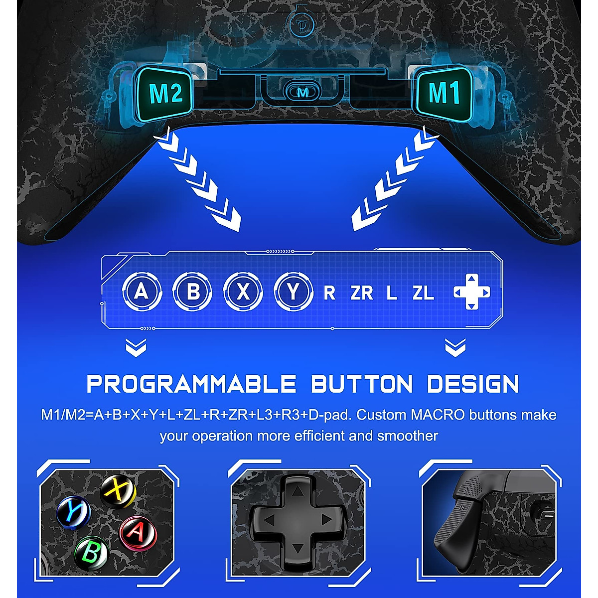 Svetaecho Wireless Switch Controller for Nintendo Switch Controller/Lite/OLED-LED Wired Windows PC Game Joysticks-Wireless PC IOS Android Remote with Cool RGB/Programmable Nintendo Switch Accessories