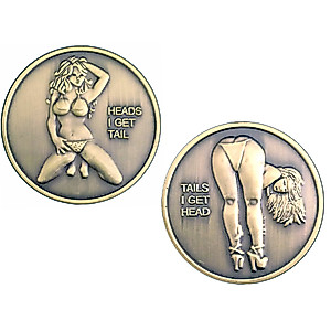 Thompson Emporium Pin Up Poster Bikini Babe Heads & Tails Good Luck Challenge Coin
