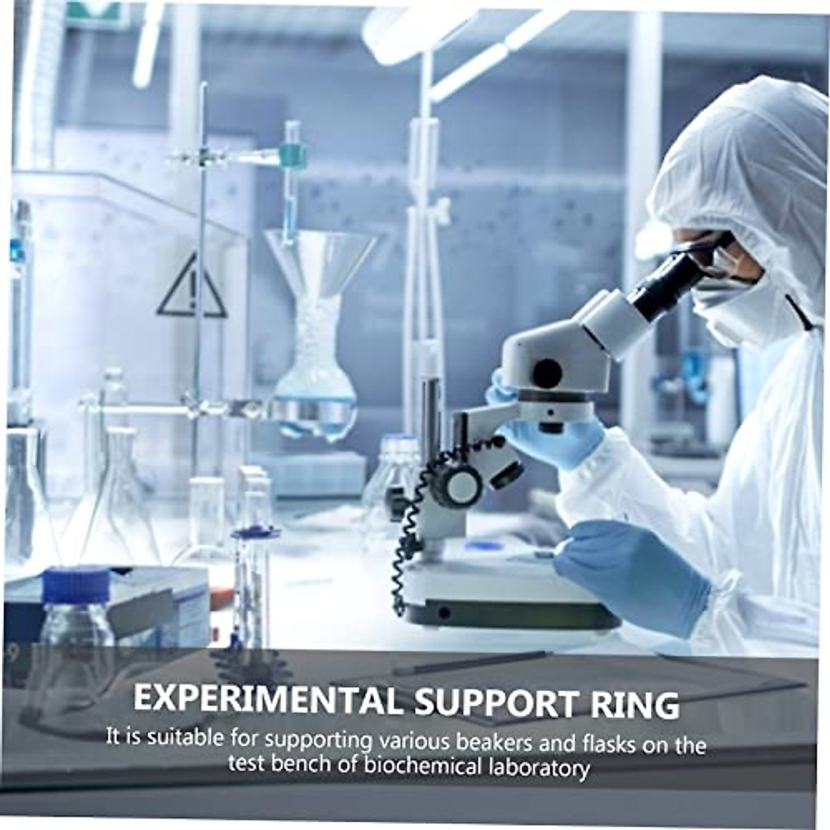 ULTECHNOVO 3pcs Experimental Instrument Accessories Lab Support Rings Metal Brackets Stainless Steel Lab Closed Ring Flask clamp Trumpet Accessories Labs Iron Ring Test Tube clamp Large