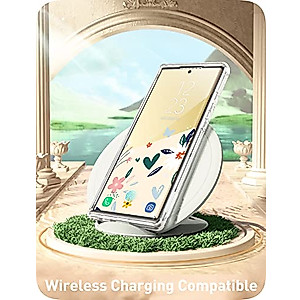 i-Blason Cosmo Series for Samsung Galaxy S23 Ultra Case 6.8" (2023 Release), [Fingerprint ID Compatible] Slim Full-Body Stylish Protective Case with Built-in Screen Protector (Flower Paint)