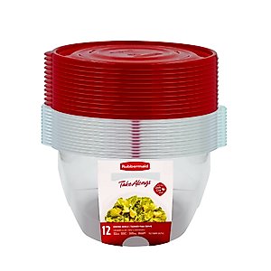 Rubbermaid TakeAlongs Serving Bowl Food Storage Containers, 15.7 Cup, Tint Chili, 12 pack