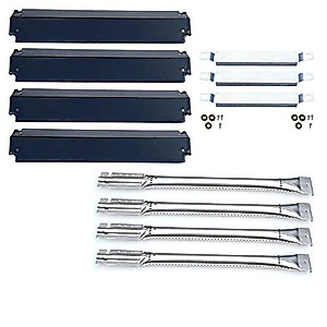 Direct Store Parts Kit DG240 Replacement for Charbroil 463248208,463268107,466248208 Gas Grill Burners,CrossoverTubes,Heat Plates (Stainless Steel Burner + Porcelain Steel Heat Plate)