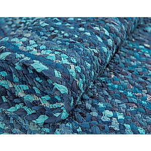 Unique Loom Braided Chindi Collection Area Rug - Layer (3' 3" x 5' 1" Oval, Blue/ Navy Blue)