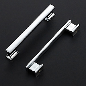 JOY DECOR 10 Pack Polished Chrome Cabinet Pulls Kitchen Handles for Cabinets 6 Inch Length with 5 Inch Hole Center Kitchen Cabinet Door Handles for Kitchen Cabinets and Dresser Drawers