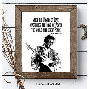Jimi Hendrix Poster,- Inspirational Wall Art Print - Graffiti Street Art, Urban Home or Wall Decor - Gift for 60's Music, Woodstock Fans, Guitarists, Musicians - 8x10 Quote Photo Picture