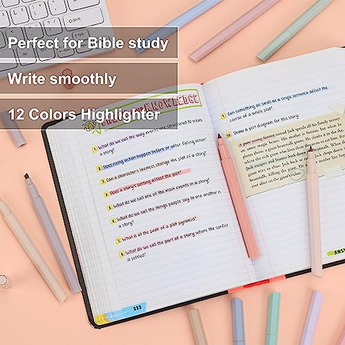 EOOUT 12 Pack Aesthetic Highlighters Muted Pastel Color Cute Bible Highlighters No Bleed and Dry Fast Easy to Hold for Journal Planner Notes School Office Supplies