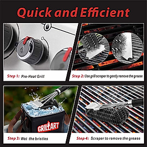 GRILLART Grill Brush and Scraper,18 Inch BBQ Grill Cleaning Brush Kit, Safe Wire Scrubber, Universal Fit BBQ Cleaner Accessories for All Grates