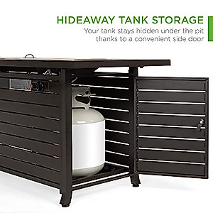 Best Choice Products 57in Propane Gas Fire Pit Table, 50,000 BTU Outdoor Rectangular Firepit for Outside, Patio w/Extruded Aluminum Table Top, Burner Lid, Storage, Cover, Glass Beads - Dark Brown