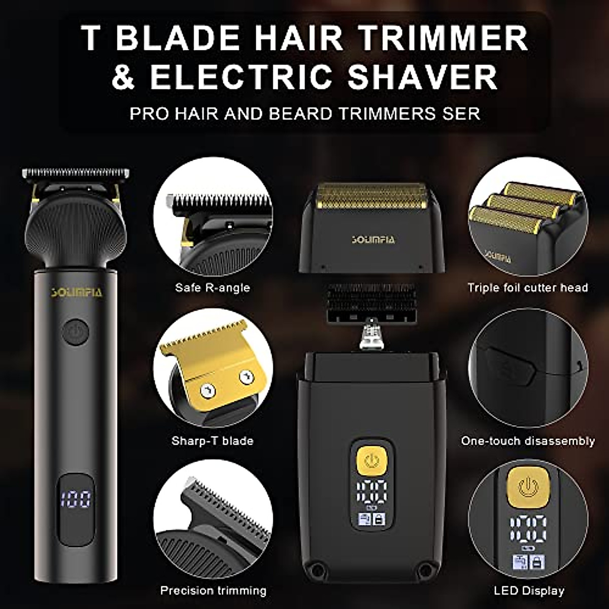 Solimpia Foil Shaver Electric Shavers for Men Bald Head Shaver Zero Gapped Cordless Nose Hair Trimmer Electric Razor Clipper T-Blade Men’s Grooming Kit Professional
