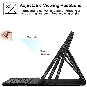 Nanhent Keyboard Case for iPad 10th Generation (10.9-inch 2022), Magnetically Detachable Wireless Keyboard, Premium Protective Cover with Pencil Holder & Tempered Glass Screen Protector (Black)