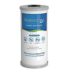 Waterdrop Whole House Water Filter, Iron Filter, Sediment Filter for Well Water, Reduce Manganese, Replacement for Ispring, GE, Waterdrop, Any 10" x 4.5" Whole House Water Filters System, 5 Micron