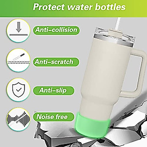 AIERSA 2Pcs Silicone Boot Sleeve for Stanley Quencher 40oz 30oz Tumbler with Handle, for IceFlow 20oz 30oz,Protective Water Bottle Cup Bottom Cover for Stanley Tumbler Accessories, Glow in the Dark