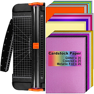 Glitter Cardstock Paper Cutter Bundle, 60 Sheets 5 Colors, A4 Glitter Paper Colored Cardstock Metallic Cardstock Paper for Circuit Maker Crafts DIY Projects Party Decor Scrapbook Origami