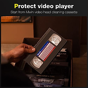 Mwin VHS Head Cleaner for VHS/VCR Players, Dry Technology- No Fluid Reusable Video Head Cleaner Tape