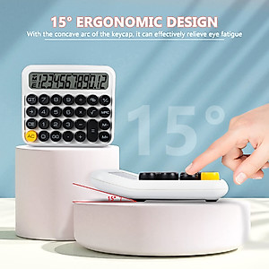 GUDTEKE Mechanical Switch Calculator, Pink Calculator Cute 12 Digit Large LCD Display Big Button Calculator Clear Standard for Daily and Basic Office,Automatic Sleep,with Battery