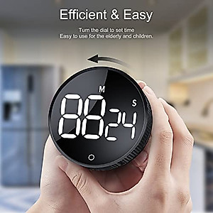 Digital Kitchen Timers, Visual timers Large LED Display Magnetic Countdown Countup Timer for Classroom Cooking Fitness Baking Studying Teaching, Easy for Kids and Seniors Black