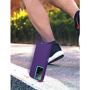 MXX Case Compatible with Galaxy S21 Ultra Case, 3-Layer Super Full Heavy Duty Body Bumper Cover/Shock Protection/Dust Proof, Designed for Samsung Galaxy S21 Ultra 5G 6.8 Inch 2021 (Purple)