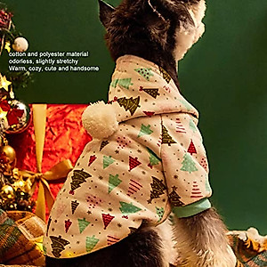 Dog Hoodie, Print on White Odorless Green Christmas Tree Easy to Wear Elastic Dog Sweaters for Winter for Cats S