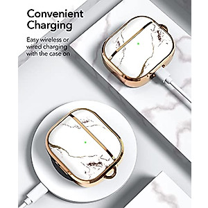 ESR Style Case Compatible with AirPods 3rd Generation (2021), Shockproof Protective Cover, Supports Wireless Charging, Stylish Case with Wrist Strap and Keychain Clip, Daydream Series, Marble