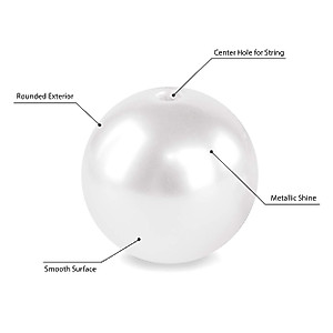 Super Z Outlet Elegant Glossy Polished Pearl Beads for Vase Fillers, DIY Jewelry Necklaces, Table Scatter, Wedding, Birthday Party Home Decoration, Event Supplies (8 Ounce Pack, 70 Pieces) (White)