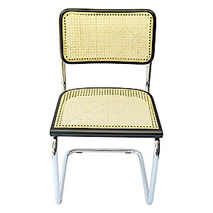 Marcel Breuer Cesca Cane Chrome Side Chair in Black