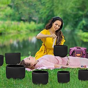 TOPFUND 10 inch F Note Crystal Singing Bowl Heart Chakra with Heavy Duty Carrying Case and Suede Mallet